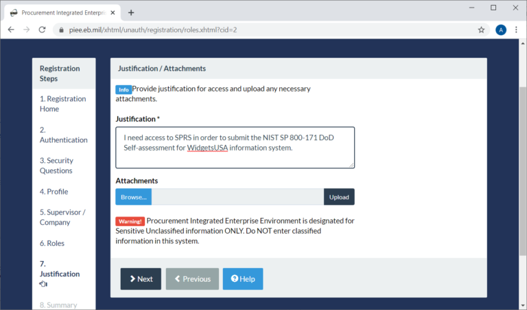 How to submit a NIST SP 800-171 self assessment to SPRS