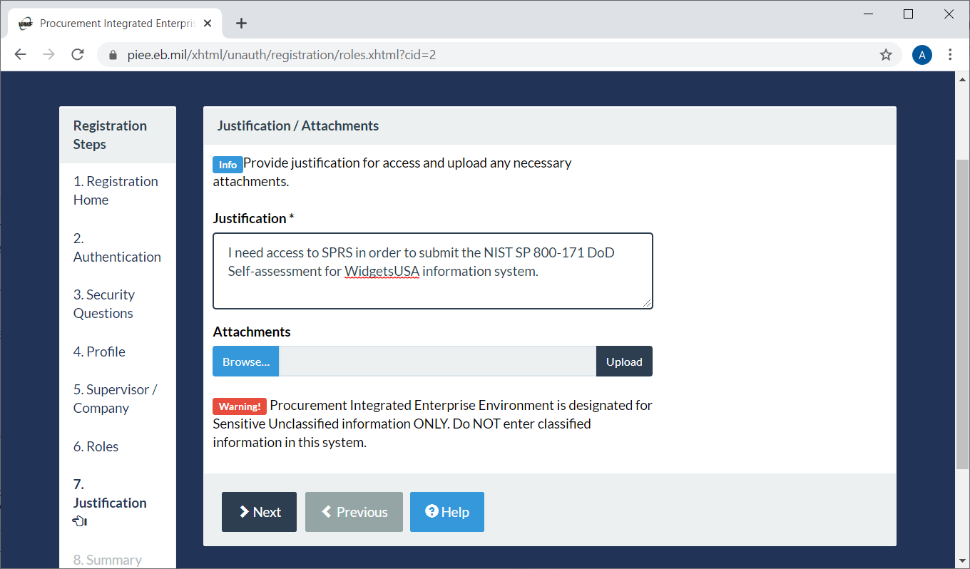 How to submit a NIST SP 800-171 self assessment to SPRS