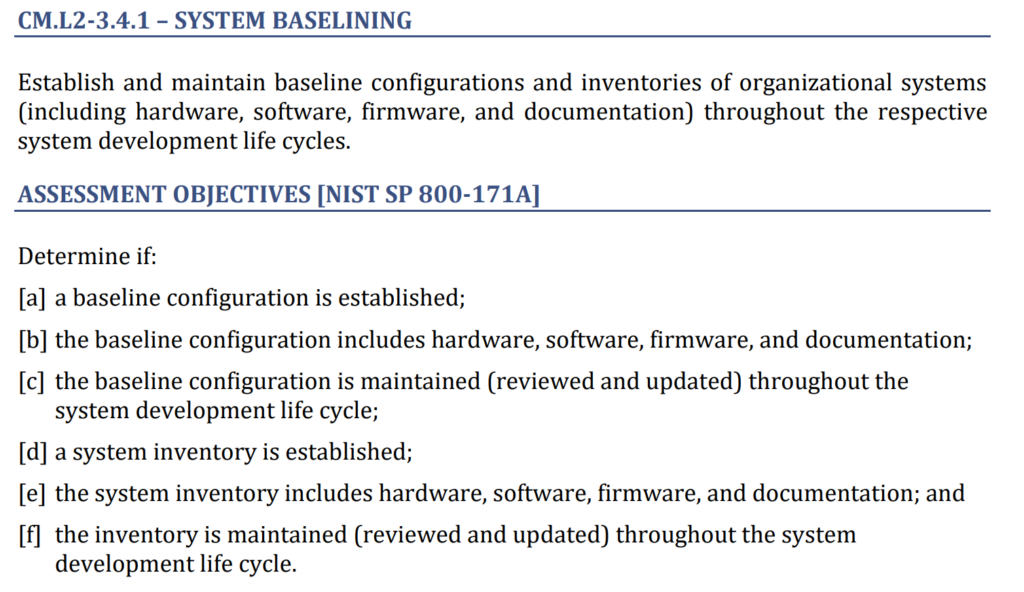 3.4.1 Establish / Maintain Baseline Configurations